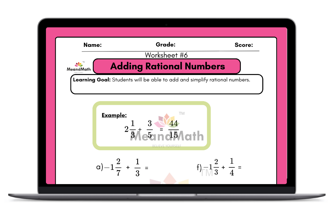 Class 7 Rational Numbers Worksheets – resources.meandmath.com