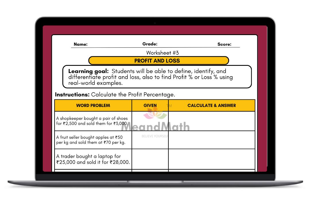 class-7-Profit and Loss-worksheets – resources.meandmath.com