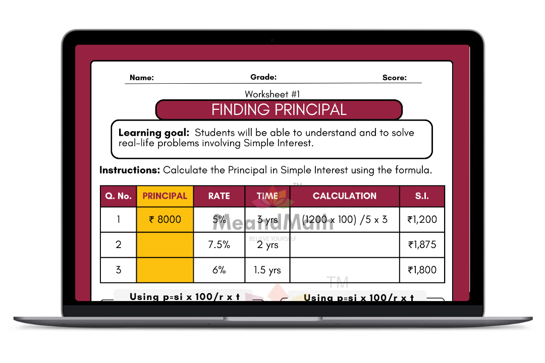 class-7-Simple Interest-worksheets – resources.meandmath.com