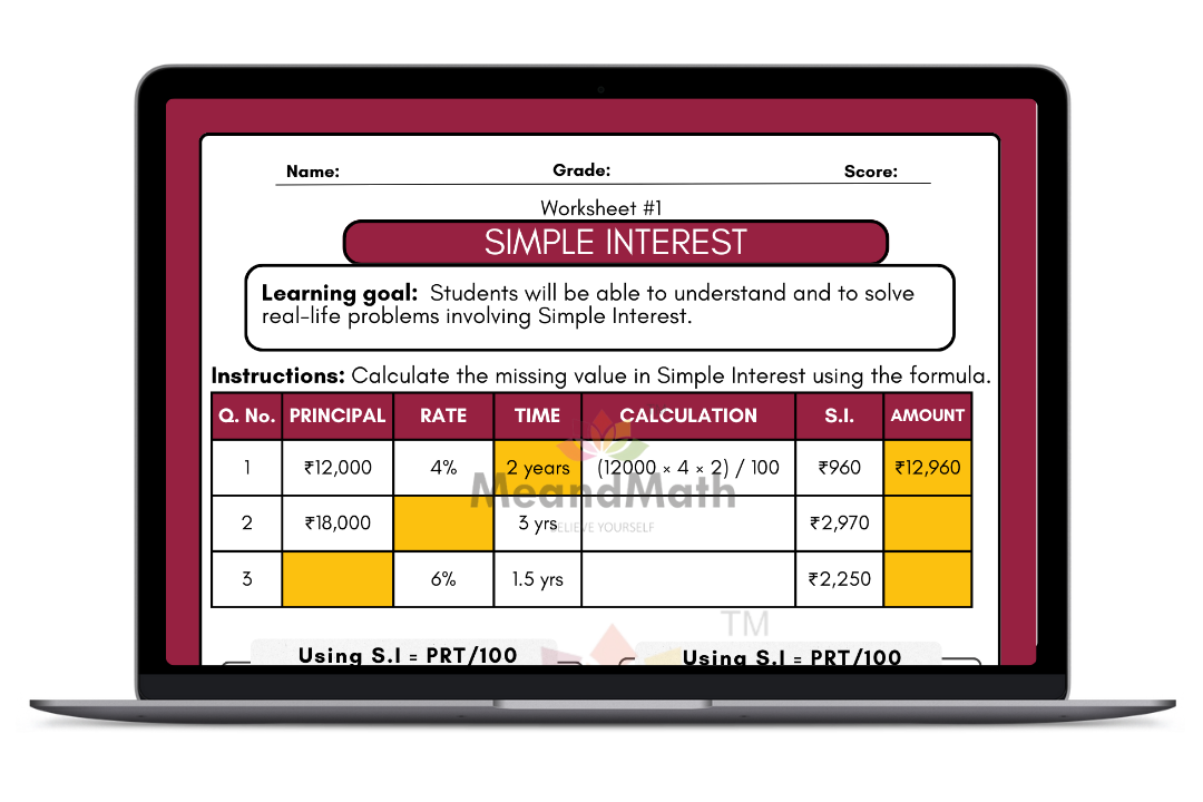 class-7-Simple Interest-worksheets – resources.meandmath.com