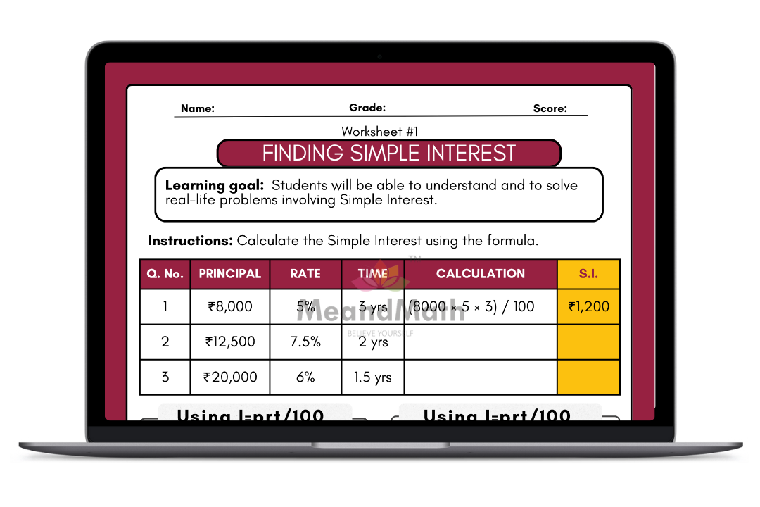 class-7-Simple Interest-worksheets – resources.meandmath.com