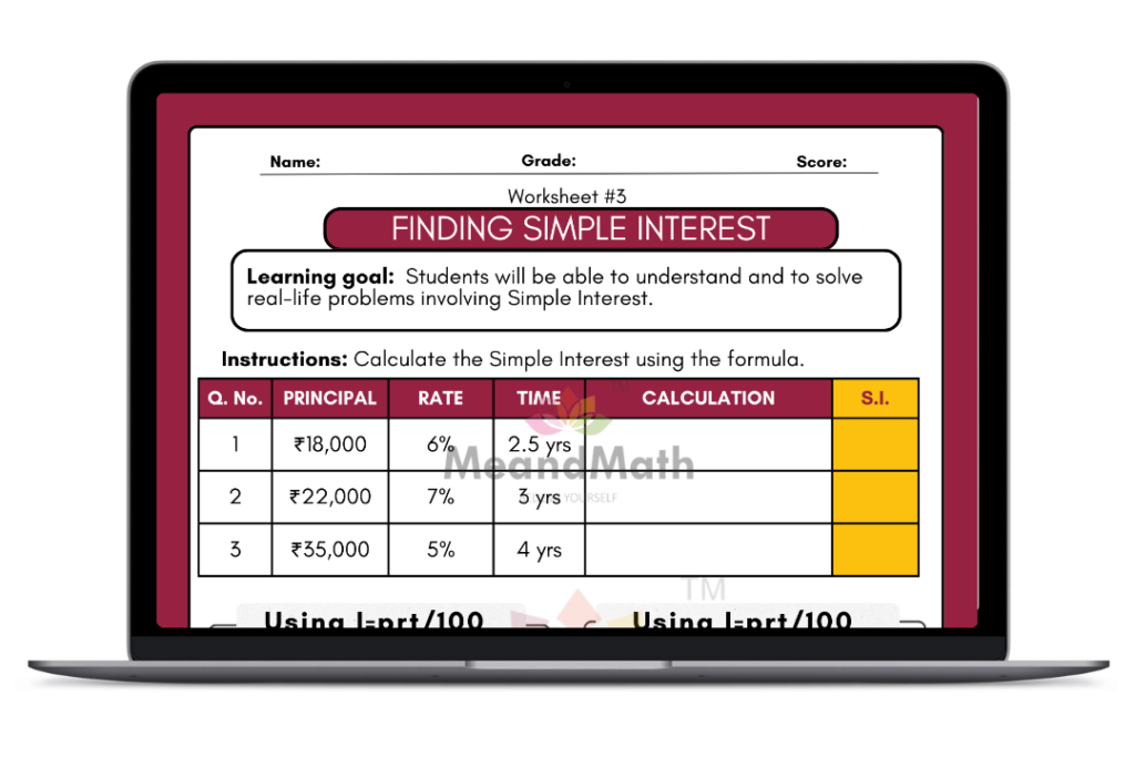 class-7-Simple Interest-worksheets – resources.meandmath.com