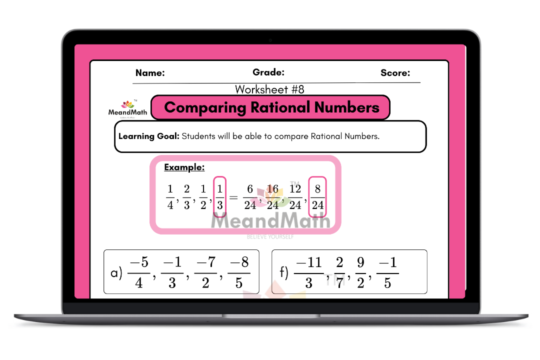 Class 7 Rational Numbers Worksheets – resources.meandmath.com